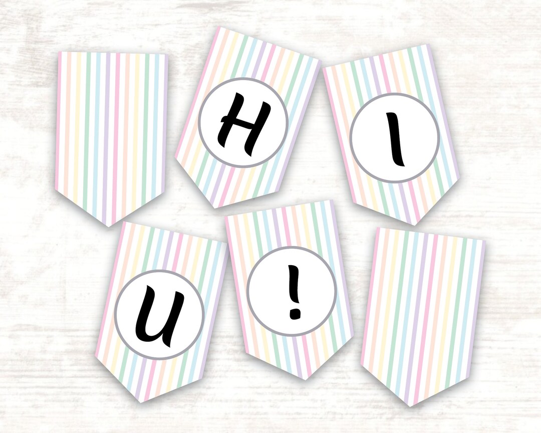 Printable Message Banner - Pastel Rainbow Bunting, Pink Peach Yellow ...