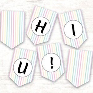 Printable Message Banner - Pastel Rainbow Bunting, Pink Peach Yellow ...