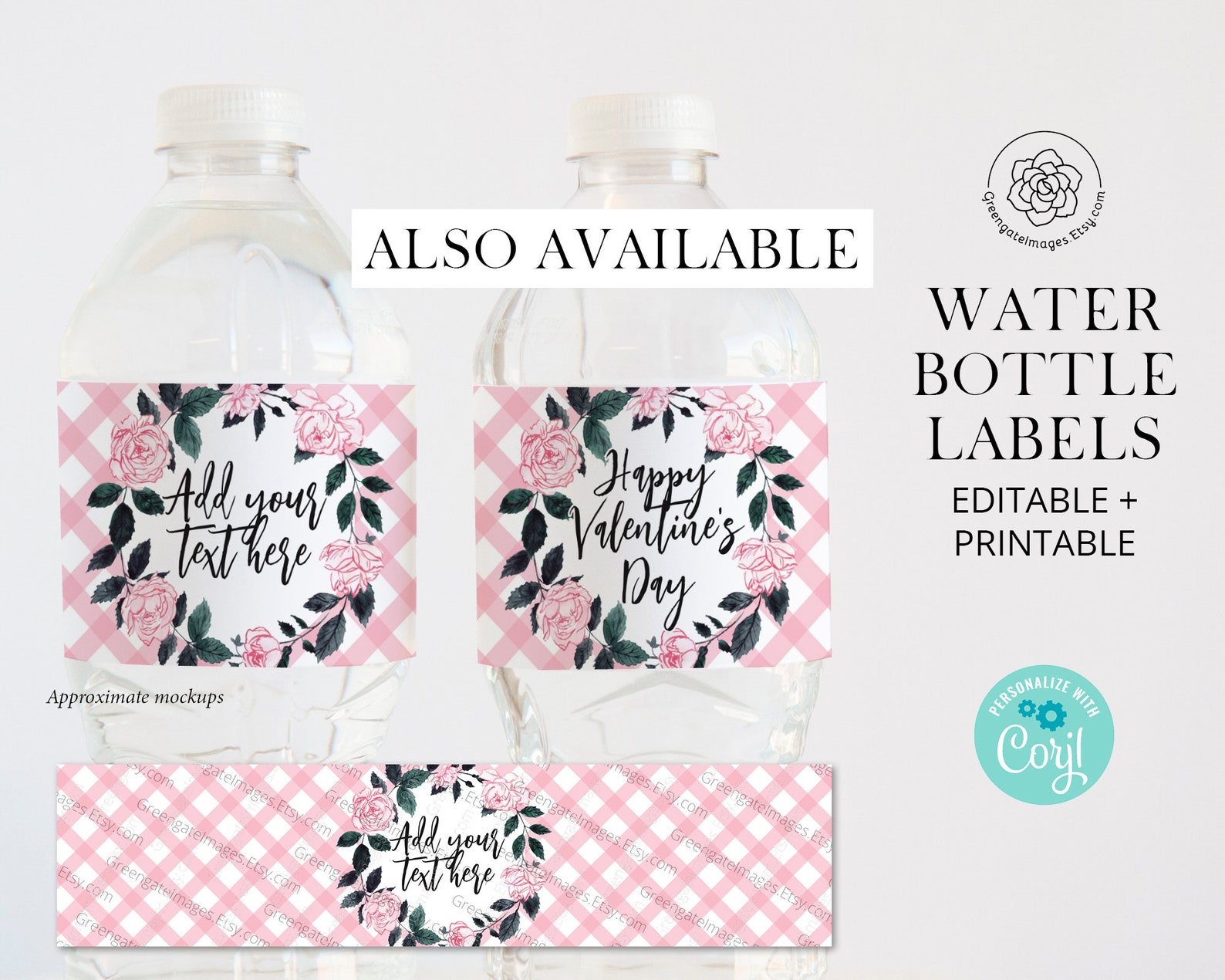 Valentine Water Bottle Label Printable Corjl Editable - Etsy