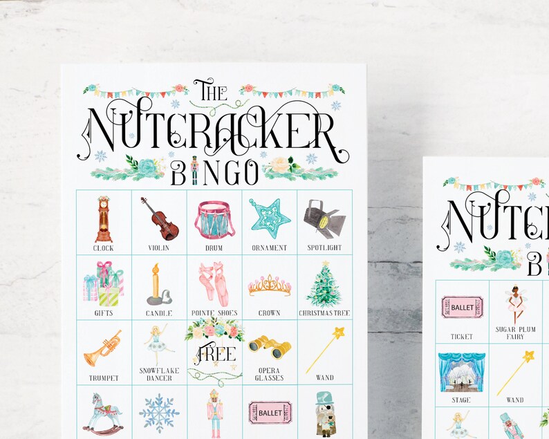 Nutcracker Bingo Cards - 50 PRINTABLE Unique Cards Depicting Elements ...