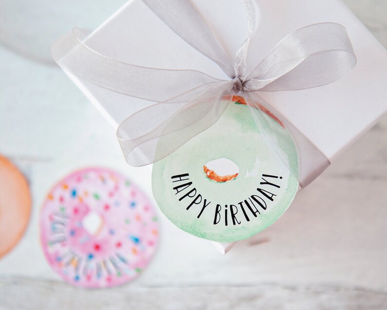 Donut Gift Tag Template - PRINTABLE, Editable in Corjl, Favor Bag Hang ...