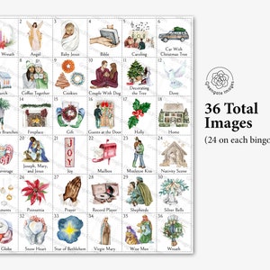 CHRISTIAN Christmas Bingo - 50 PRINTABLE Unique Cards. Instant Download ...