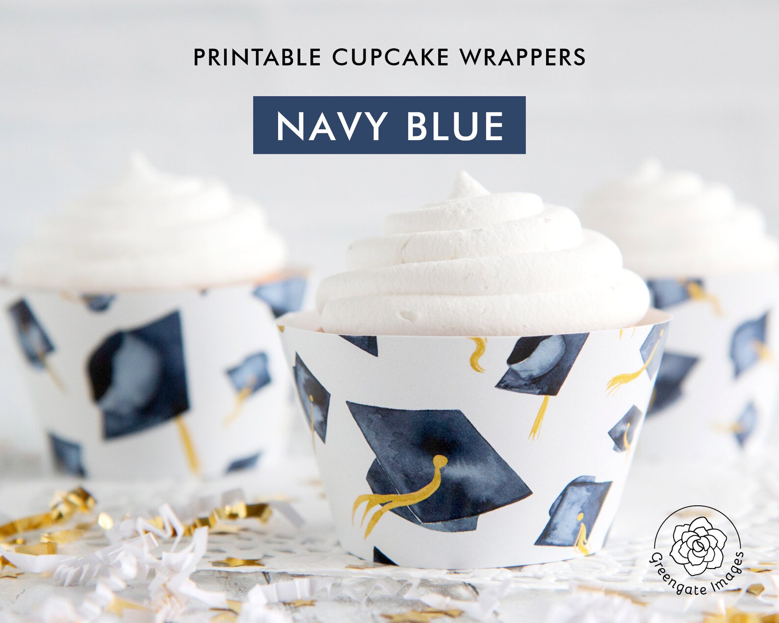 Navy Blue Graduation Cupcake Wrapper PRINTABLE - Etsy