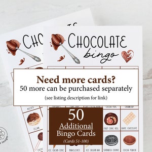 Chocolate Bingo Cards: Printable Bingo Cards Color Pictures - Etsy