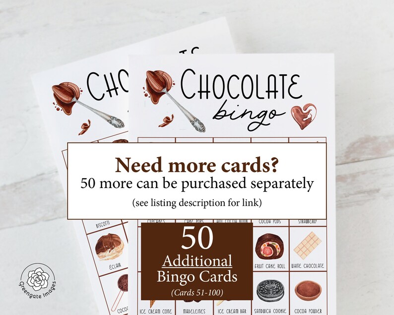 Chocolate Bingo Cards: Printable Bingo Cards Color Pictures - Etsy