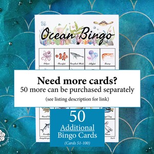 Ocean Bingo Cards: Printable Bingo Cards, 50 Cards, Kids Game Activity ...