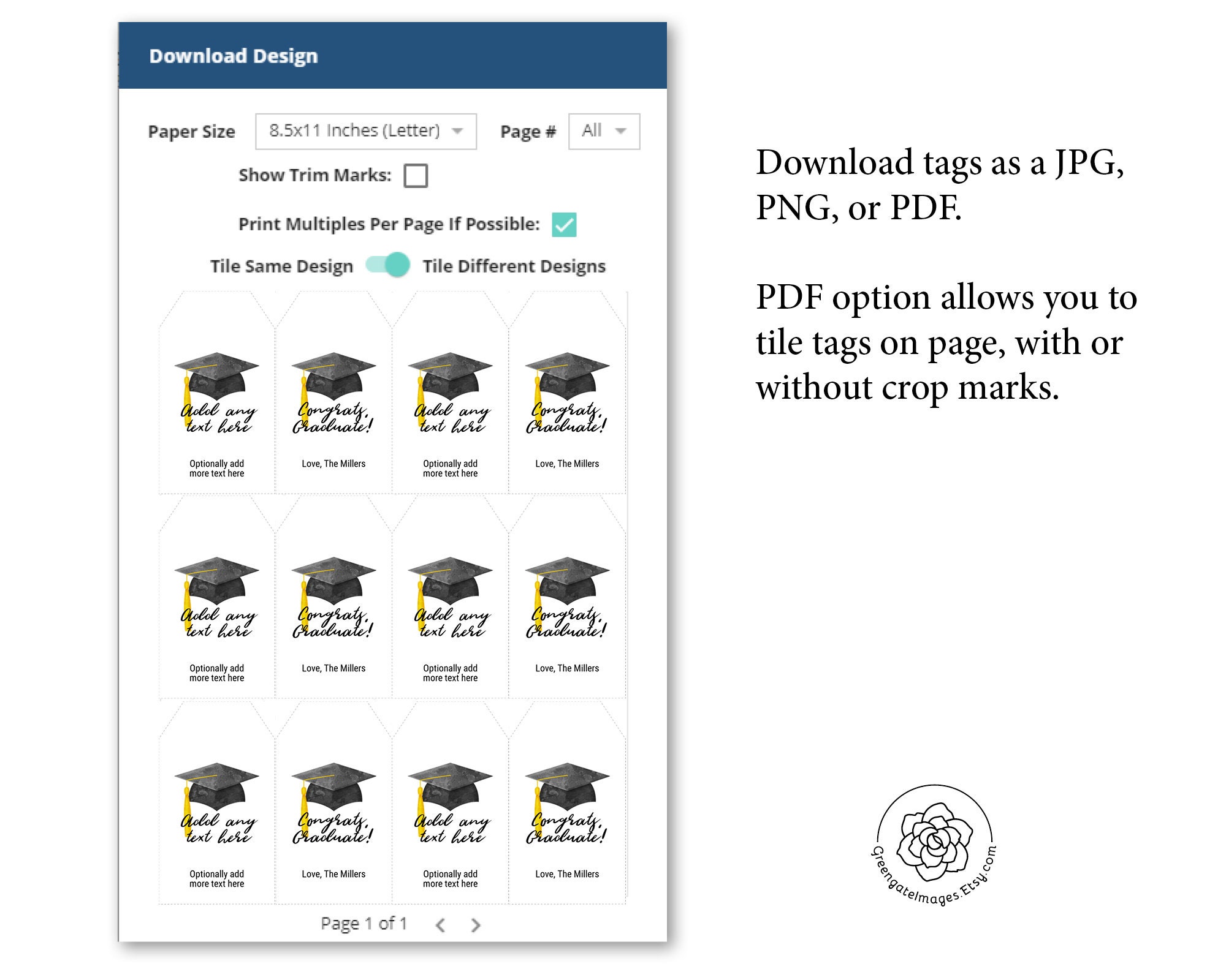 Graduation Gift Tags Printable Gift Tag Editable Corjl | Etsy