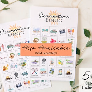 Summer Bingo Cards: Printable Bingo, 50 Cards, Senior Citizen Activity ...