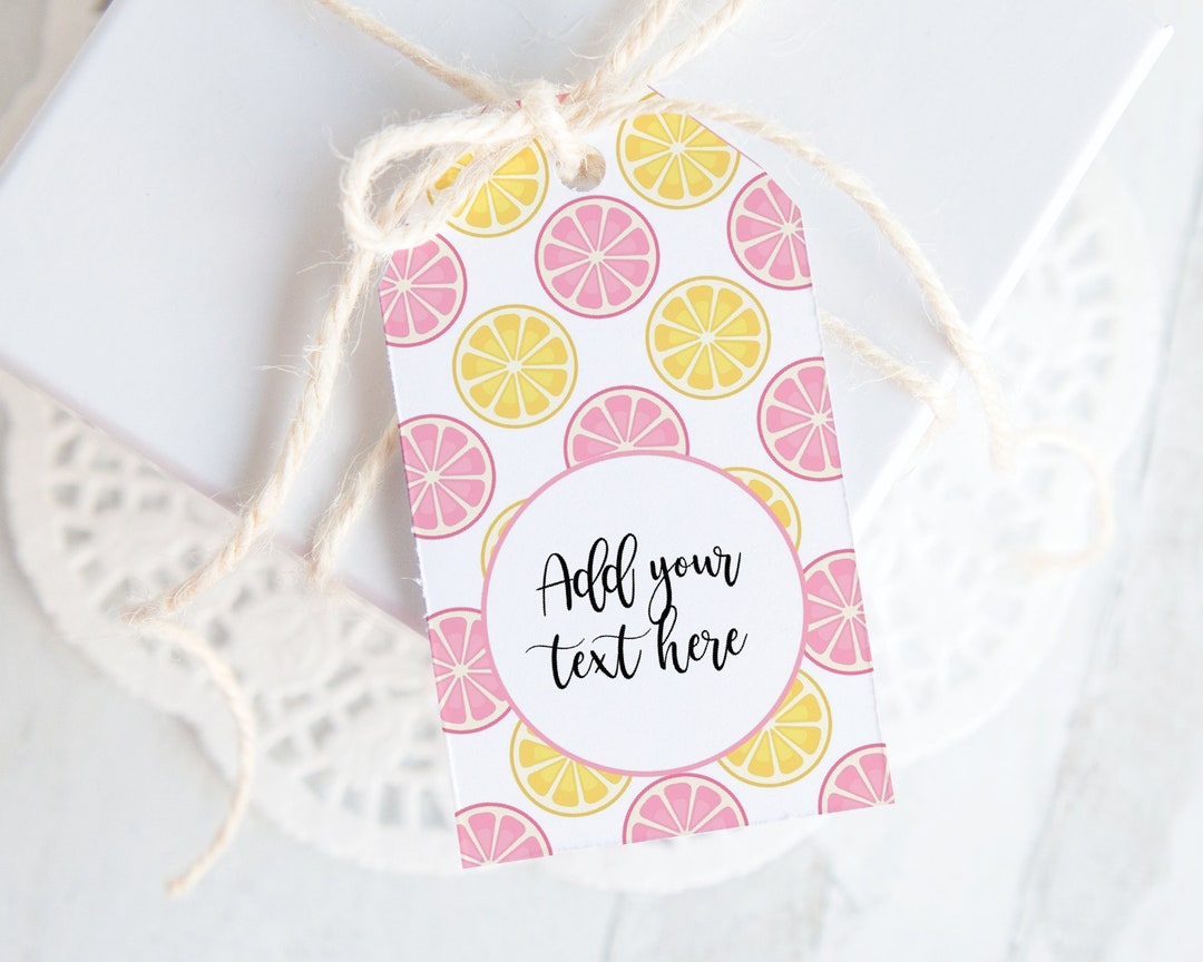 Pink Lemon Gift Tags Printable Favor Tag Editable Text - Etsy