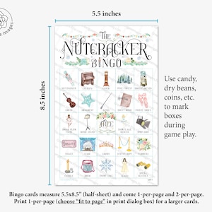 Nutcracker Bingo Cards - 50 PRINTABLE Unique Cards Depicting Elements ...