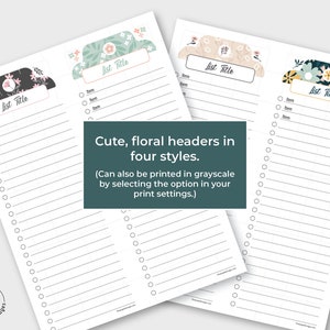 Printable List Paper - Editable/fillable Instant Download PDF. To-do ...