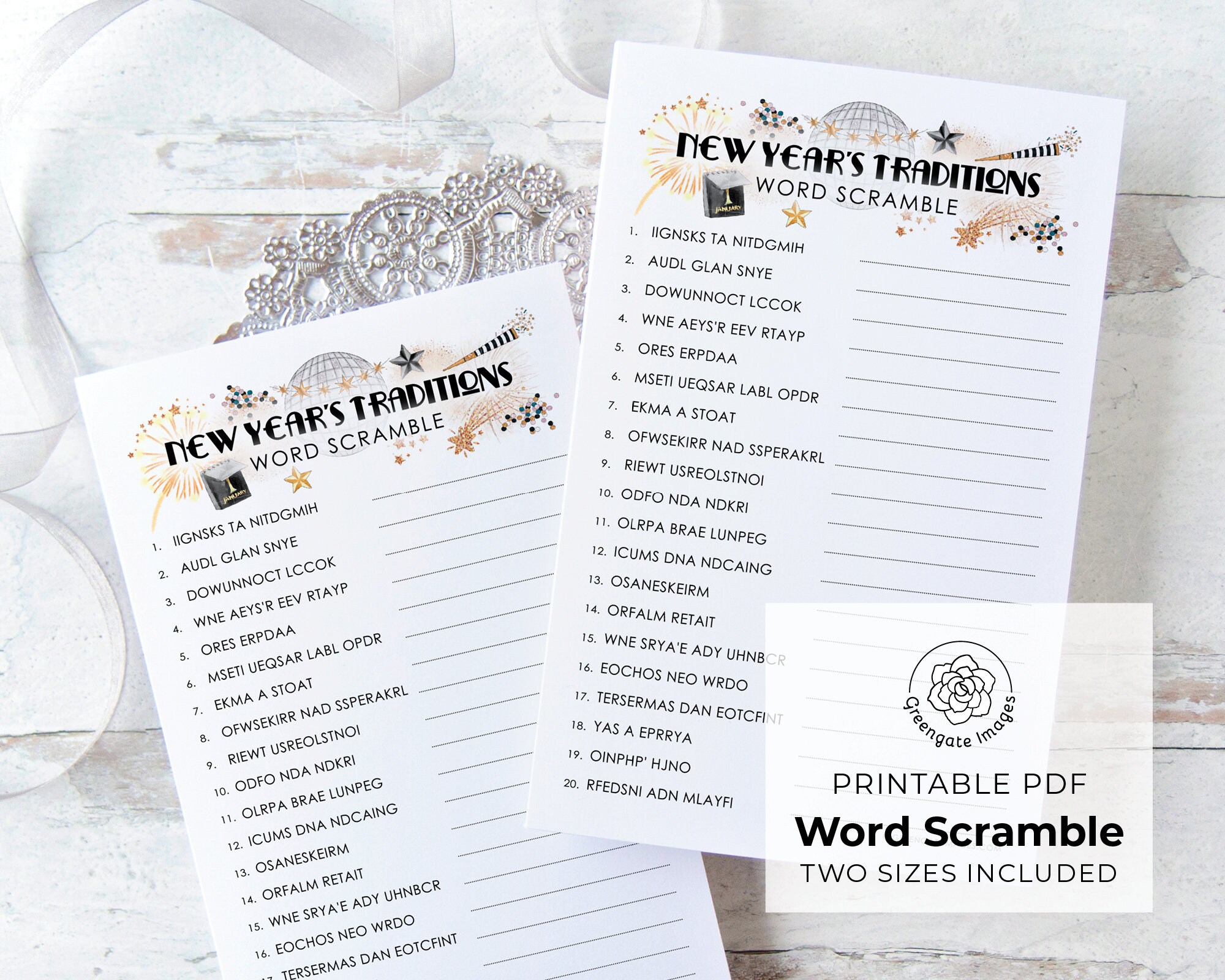 New Year's Eve Word Scramble - PRINTABLE Downloadable Activity. Word ...