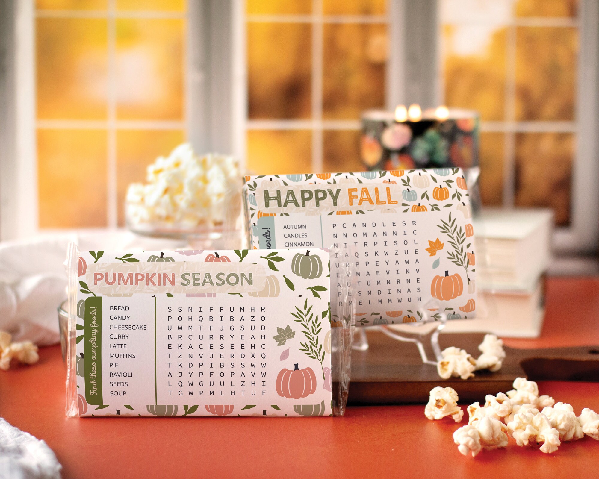 Fall Popcorn Wrapper Duo - PRINTABLE Microwave Popcorn Wrapper PDF ...