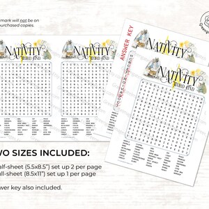 Nativity Word Find - PRINTABLE Downloadable Activity. Christmas Word ...