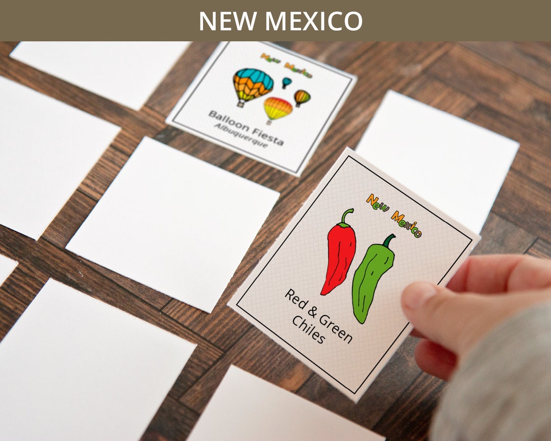 New Mexico Memory Game - PRINTABLE Downloadable Activity PDF. Matching ...