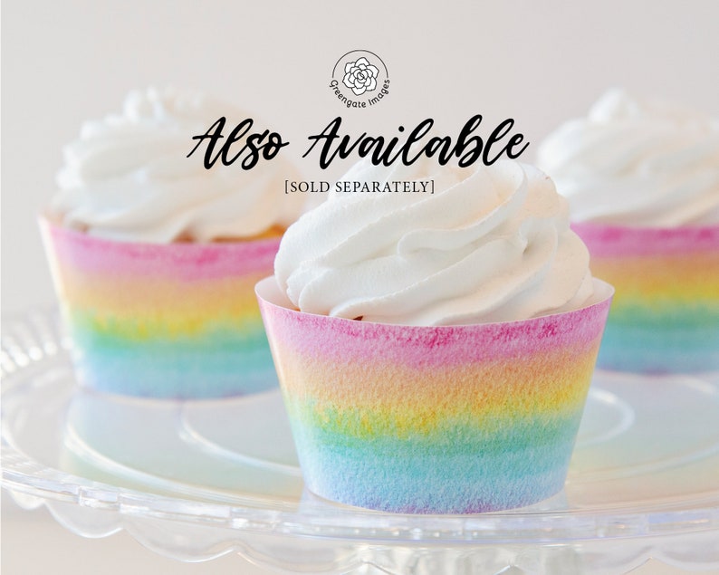 Printable Cupcake Wrapper Pastel Rainbow Girl Birthday - Etsy