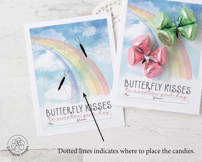 Butterfly Kisses Candy Card PRINTABLE 4.25x5.5 A2 Note Card - Etsy