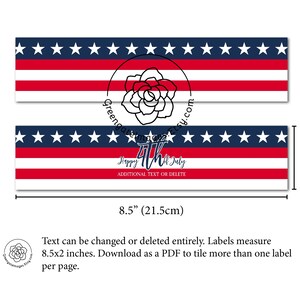 Patriotic Water Bottle Label - Printable, Corjl Editable, Party Decor ...