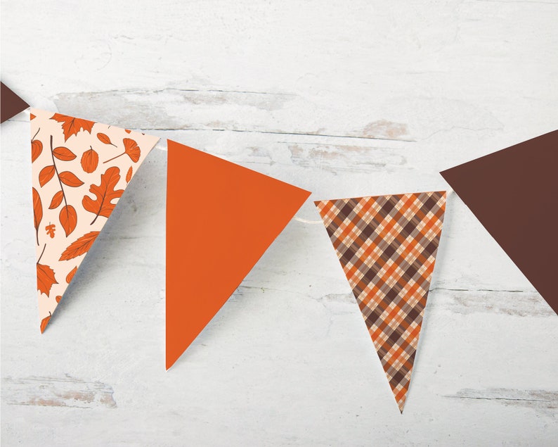 Fall Bunting - PRINTABLE Banner With Mixed Prints in Orange, Brown ...