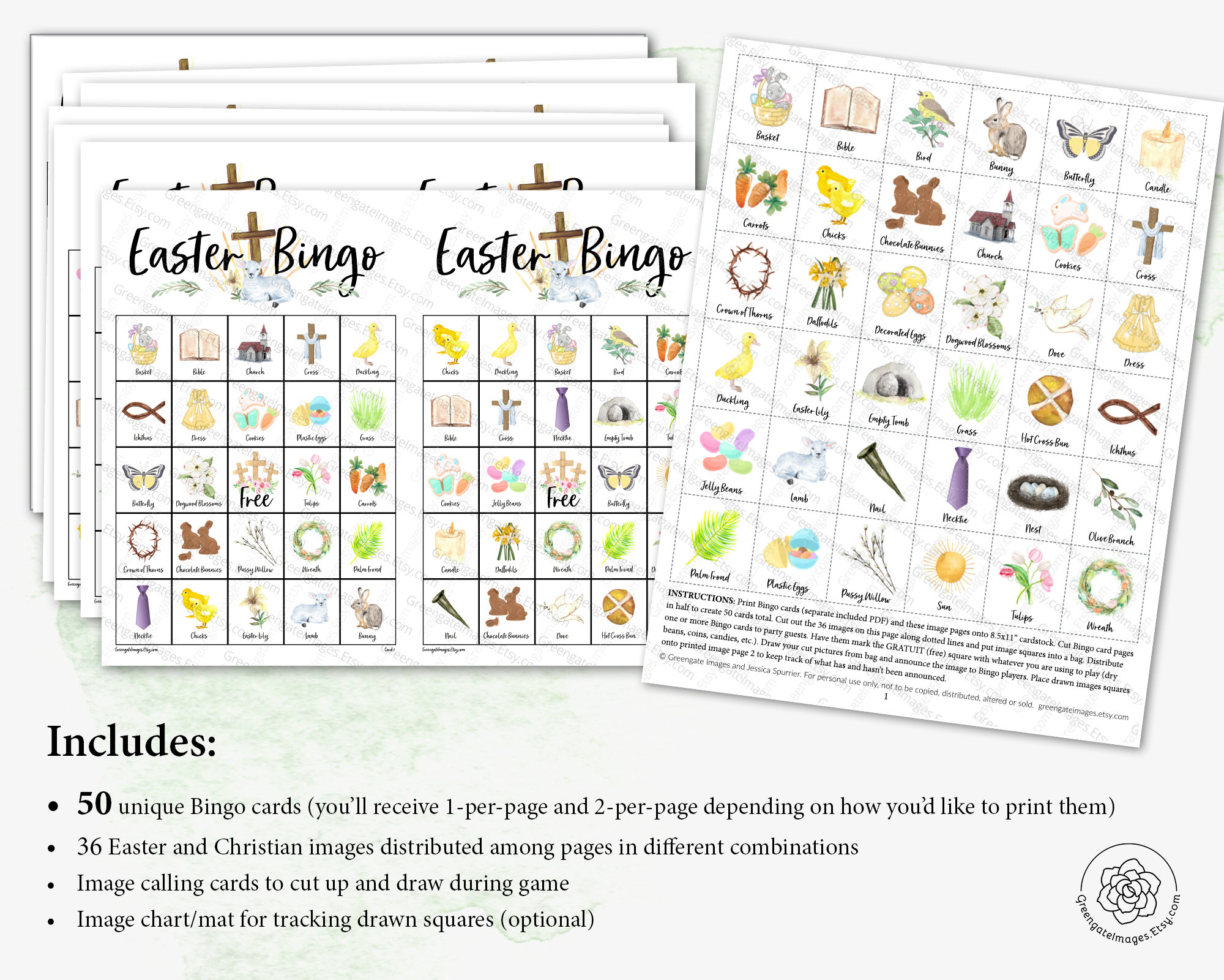 Christian Easter Bingo: 50 Printable Unique Cards, Resurrection Church ...