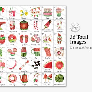 Watermelon Bingo - 50 PRINTABLE Unique Cards. Instant Digital Download ...