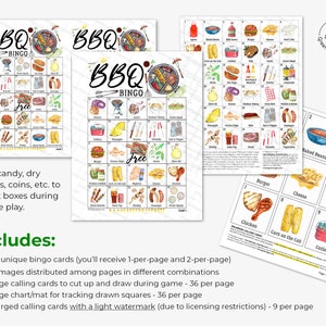 BBQ Bingo - 50 PRINTABLE Unique Cards. Instant Digital Download PDF ...