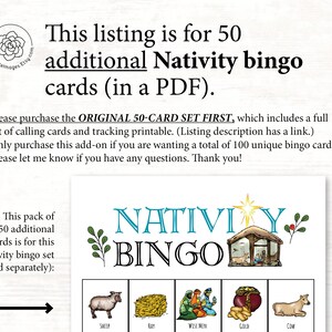 ADD-ON: 50 Additional Nativity Bingo Cards (numbered 51-100) to Go With ...