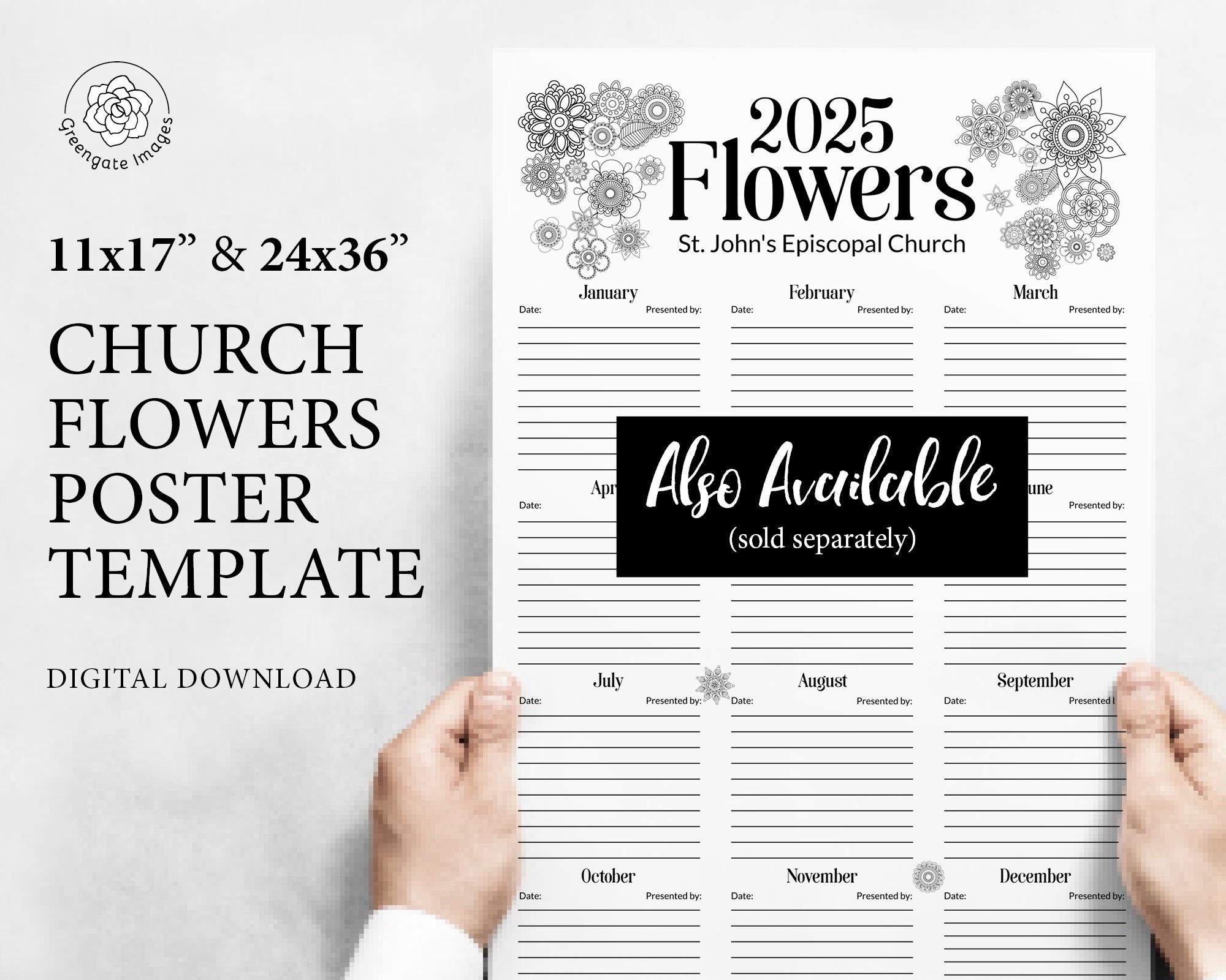 Church Flowers Poster - 11x17" and 24x36", Altar Flowers, Flower ...