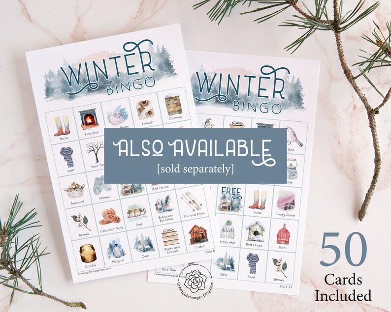 FILLABLE Winter Bingo Template: 50 Cards Printable Pdf | Etsy