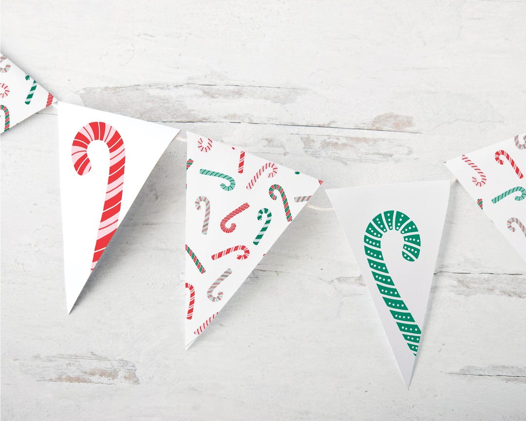 Candy Cane Bunting - PRINTABLE Banner, Instant Download, Christmas ...