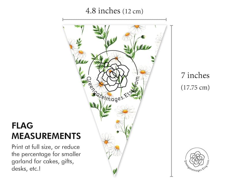 Daisy Bunting PRINTABLE Banner Flags Instant Digital - Etsy