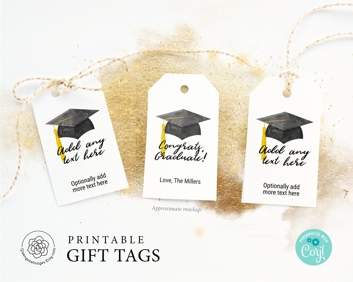 Graduation Gift Tags Printable Gift Tag Editable Corjl - Etsy