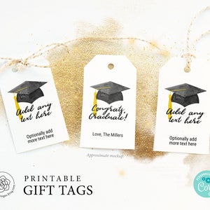 Graduation Gift Tags - Printable Gift Tag, Editable Corjl, Favor Bag ...