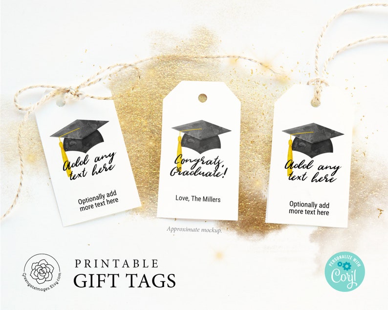 Graduation Gift Tags Printable Gift Tag Editable Corjl - Etsy