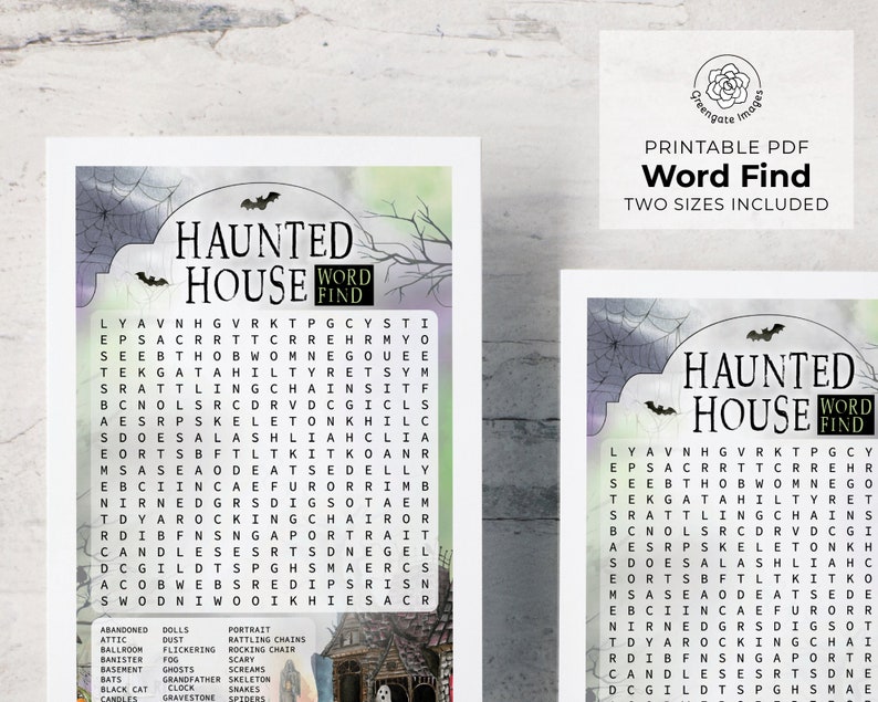 Haunted House Word Find PRINTABLE Downloadable Activity. - Etsy