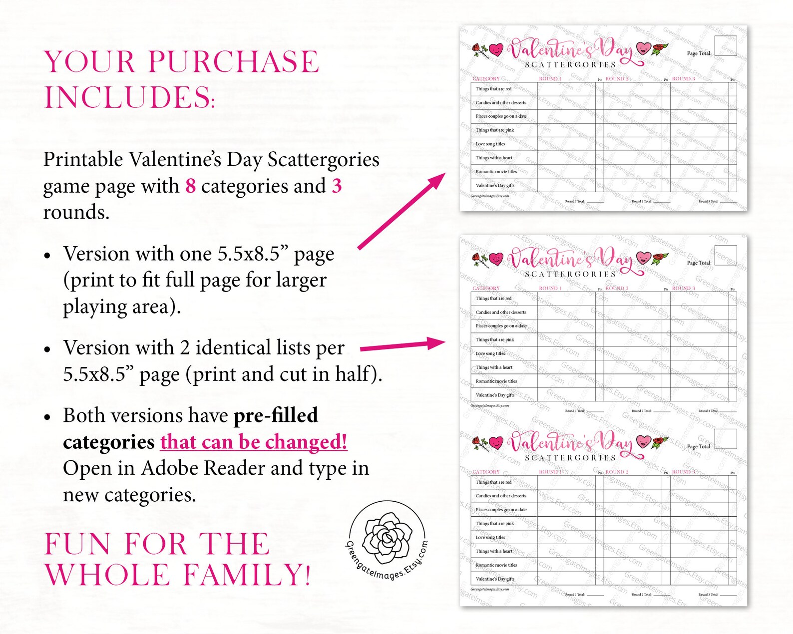 Valentine's Day Scattergories Printable Scattergories - Etsy