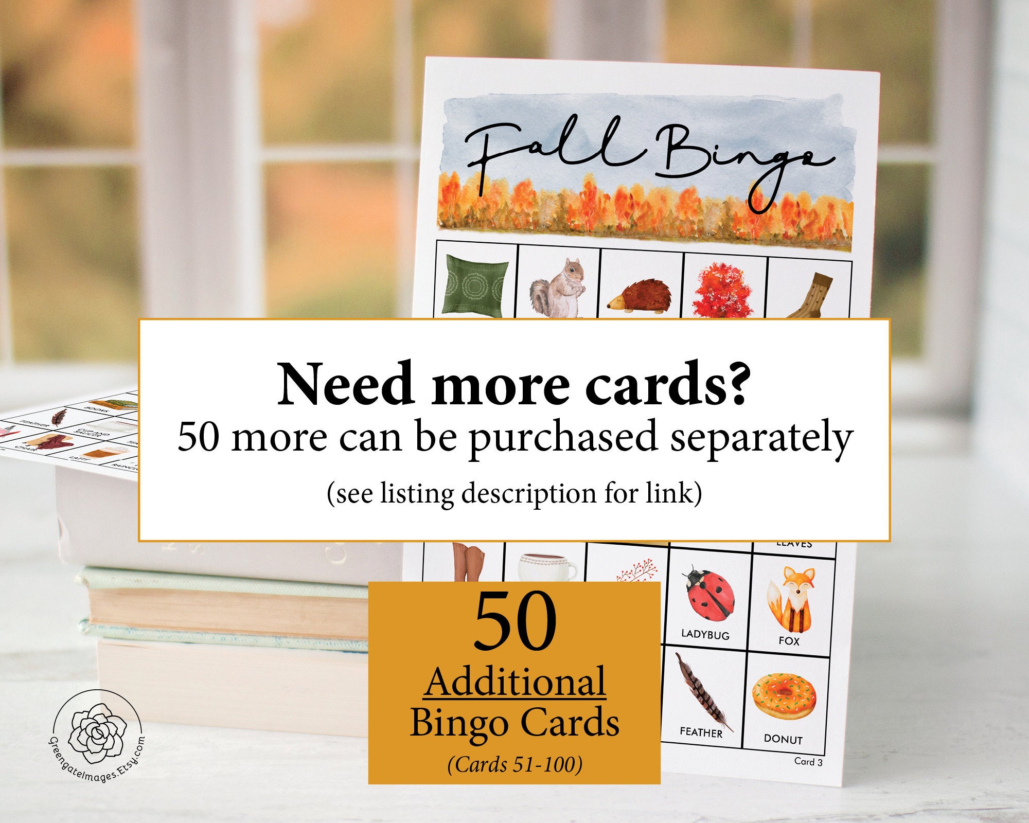 Fall Bingo Cards: Printable Bingo, 50 Cards, Fall Party Idea, Senior ...