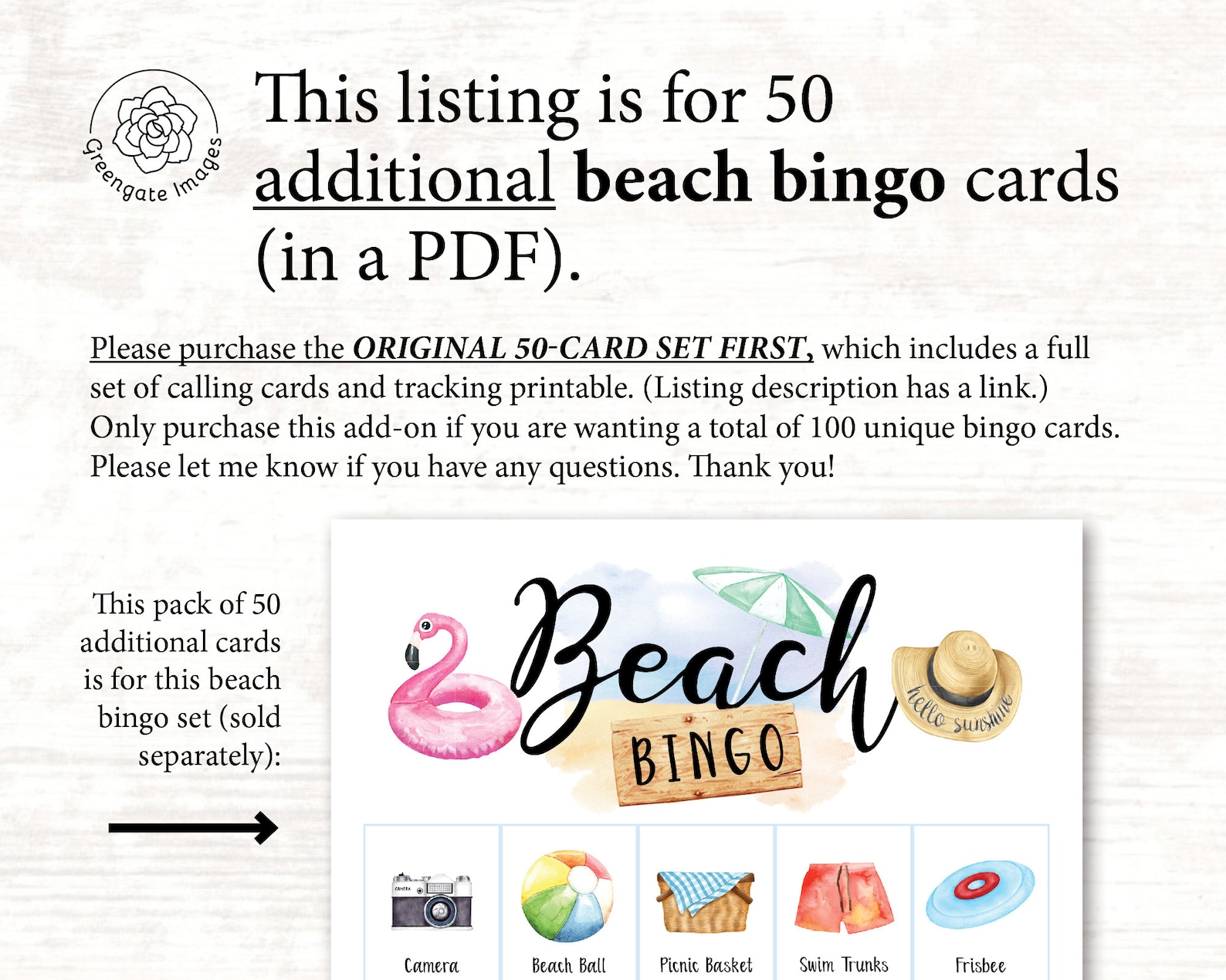 ADD-ON: 50 Additional Beach Bingo Cards numbered 51-100 to - Etsy
