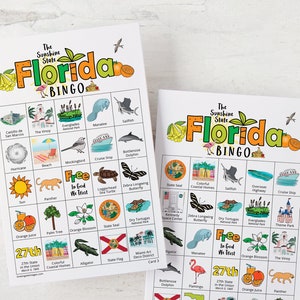 Florida Bingo Cards - 50 PRINTABLE Unique Cards You Download Instantly ...