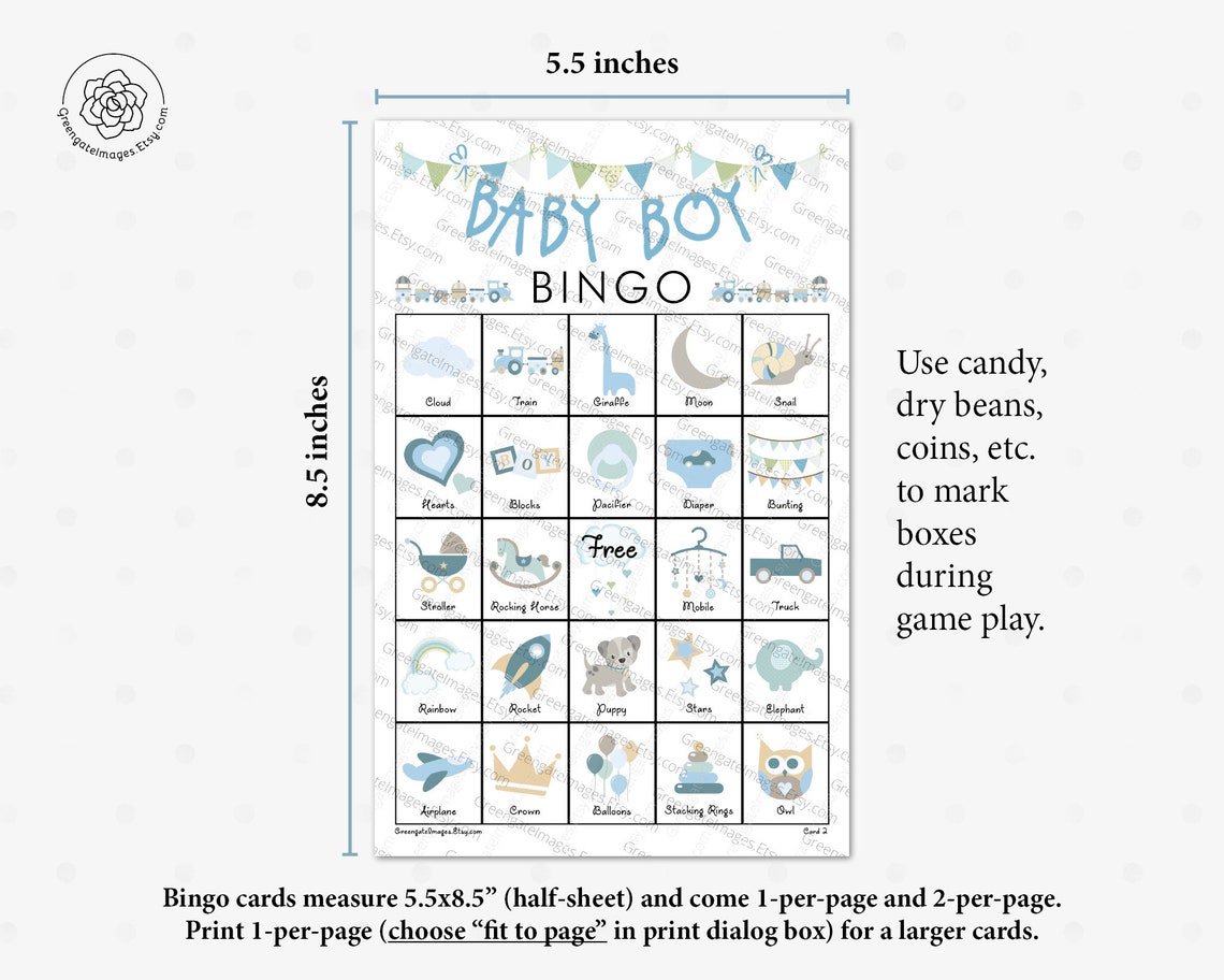Baby Boy Bingo Cards: PRINTABLE Bingo Cards Baby Shower - Etsy