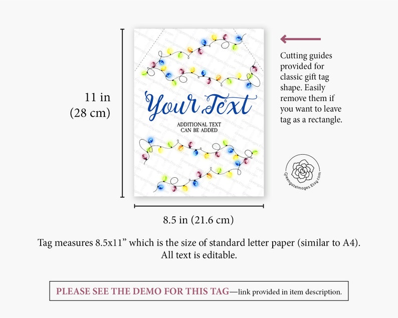 Giant XL Christmas Gift Tag - PRINTABLE Editable Corjl, Extra Large Tag ...