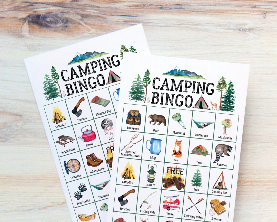 Camping Bingo: PRINTABLE 50 Cards, Bingo Pdf Game, Party Game Ideas ...