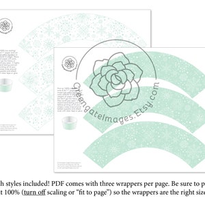 Mint Green Snowflake Cupcake Wrappers - Printable Cupcake Wrappers ...