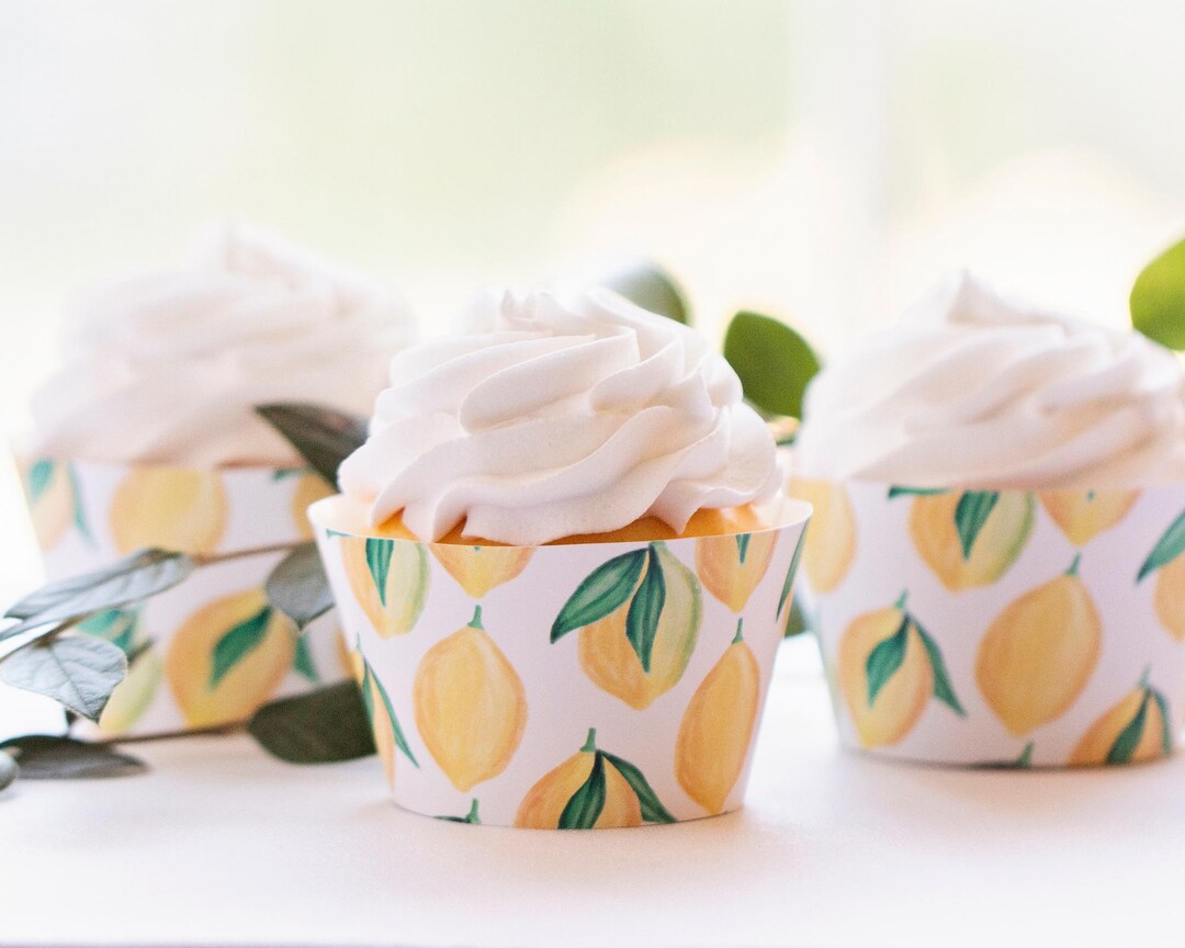 Lemon Cupcake Wrapper - Lemon Cake Printable, Party Printables, Bridal ...