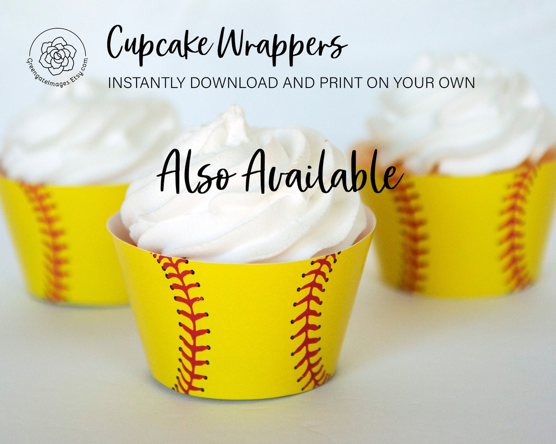 Baseball Cupcake Wrappers PRINTABLE Cupcake Wrappers | Etsy
