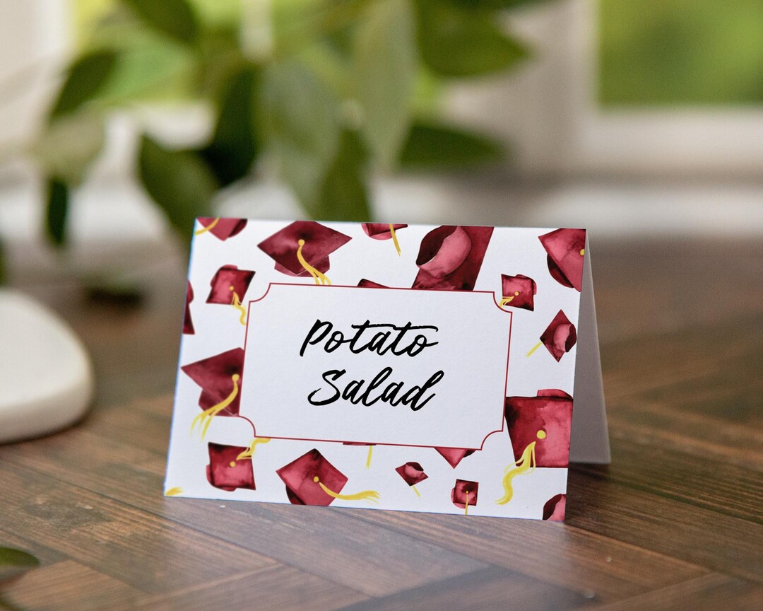 Graduation Buffet Signs - Printable Placecards, Corjl, Burgundy Grad ...