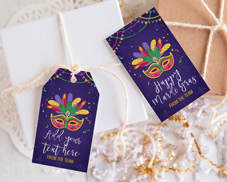 Mardi Gras Gift Tag Template - PRINTABLE Corjl Editable Favor Hang Tag ...