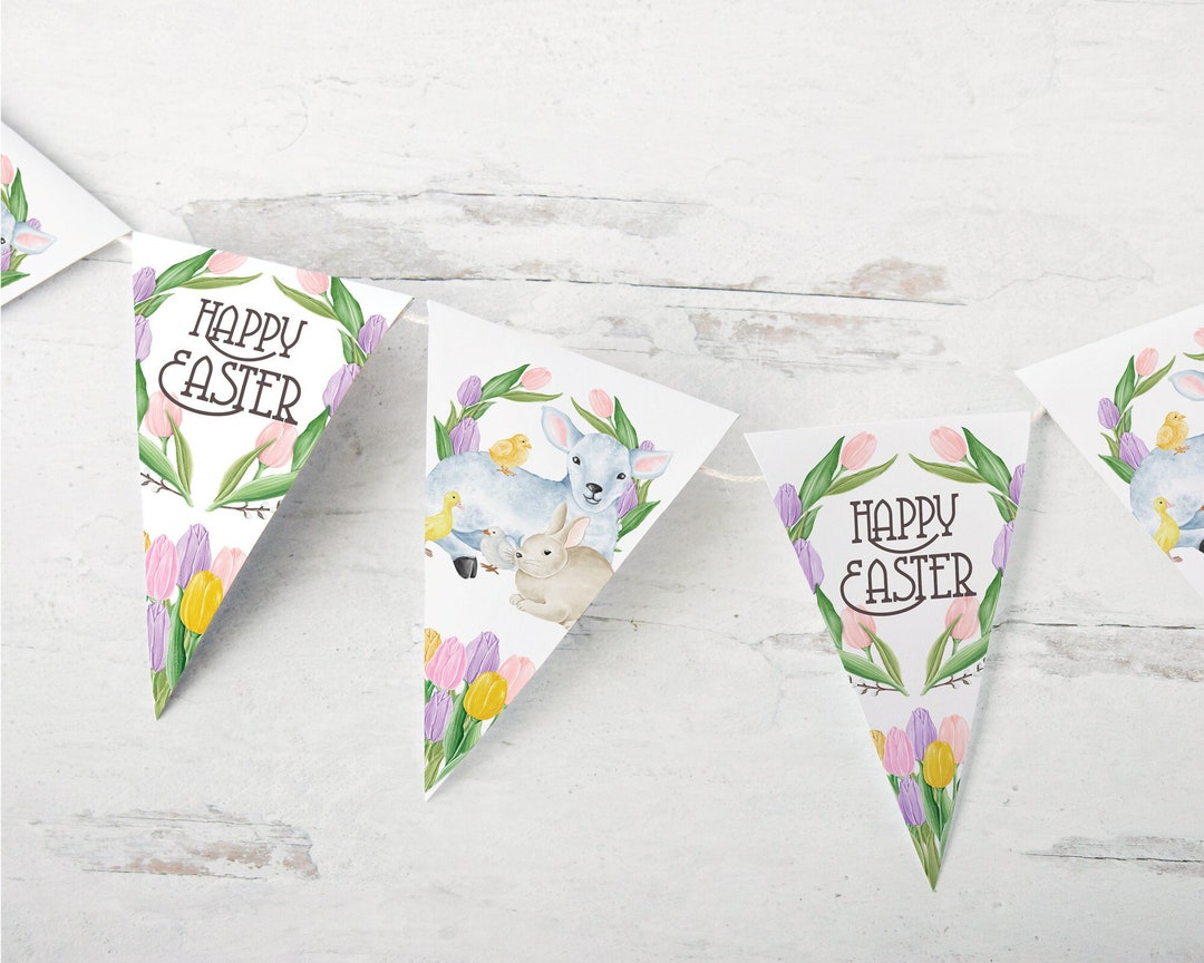 Easter Bunting PRINTABLE Banner Flags Instant Digital - Etsy