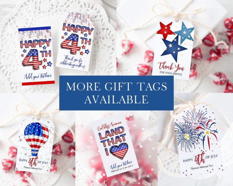 Patriotic Gift Tag Printable & Corjl Editable / Red Blue - Etsy