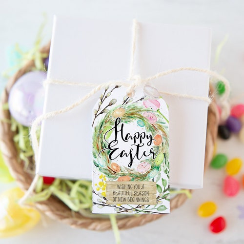 Happy Easter Printable Gift Tags Editable Personalized Favor | Etsy